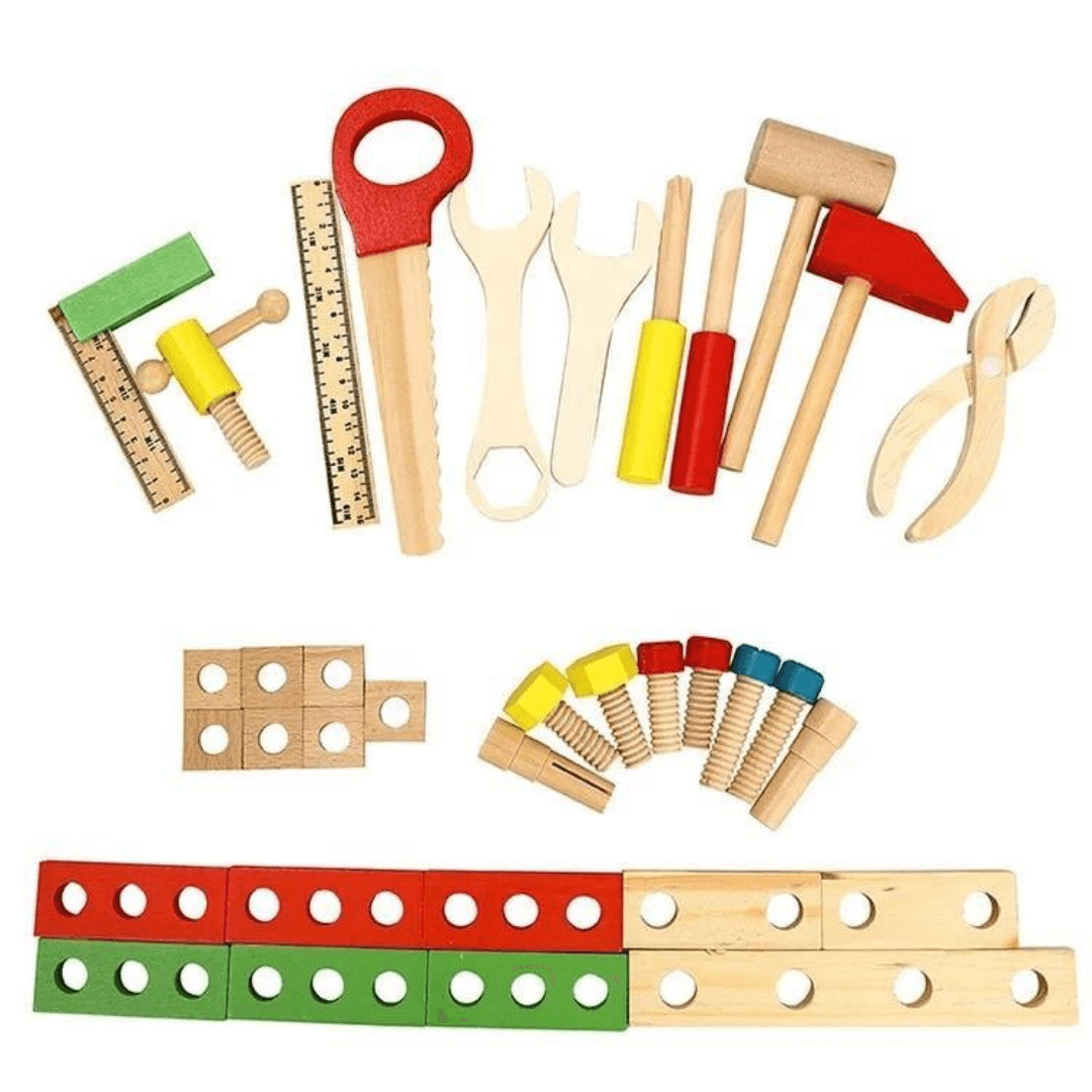 Playful Wooden Portable Toolbox Toys - Monty Maestro